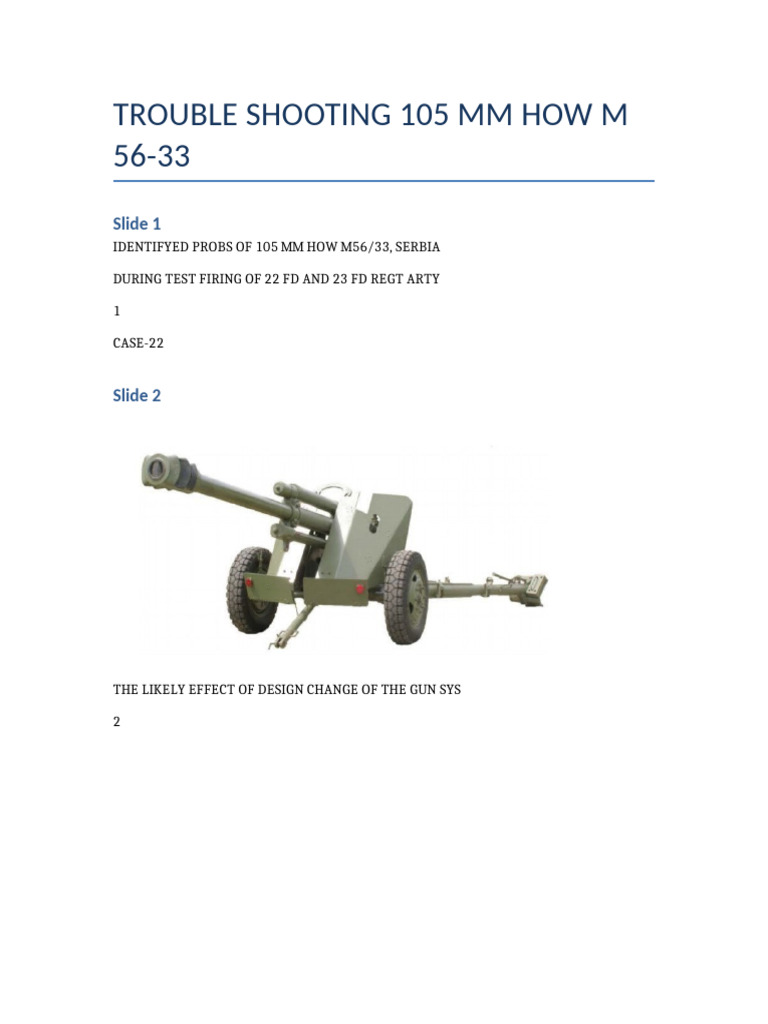 Trouble Shooting 105 Mm How m56-33 | PDF | Gun Barrel | Gun