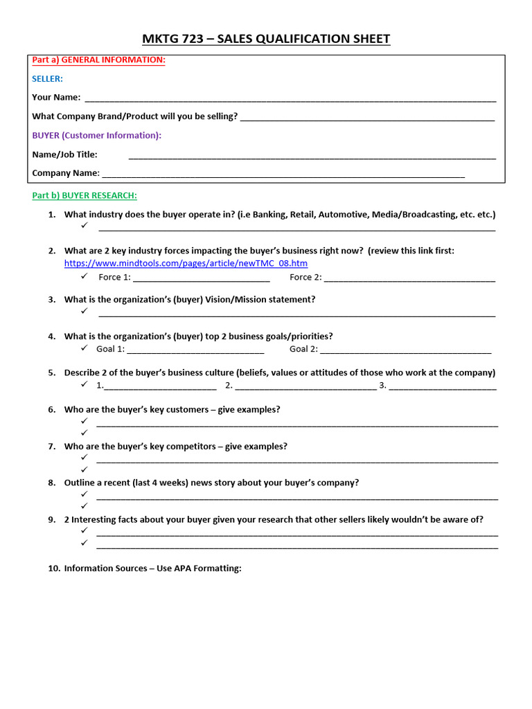 Sales Qualification Sheet Template | PDF | Procurement | Coca Cola