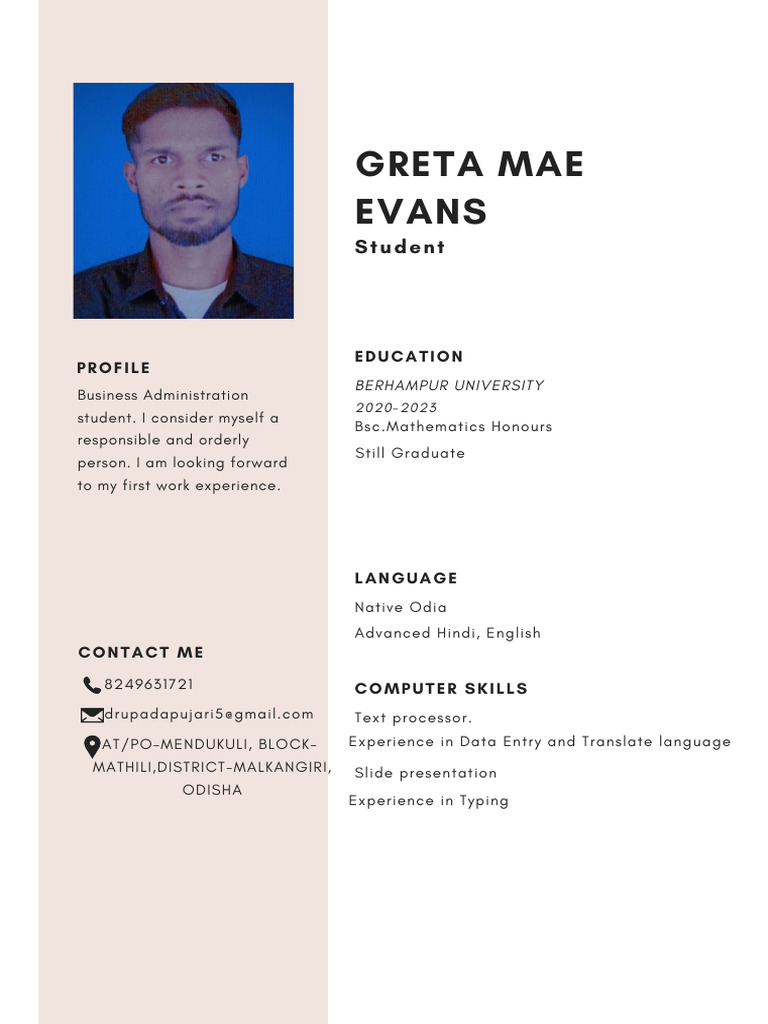 White Simple Student CV Resume_20250308_100536_0000 | PDF