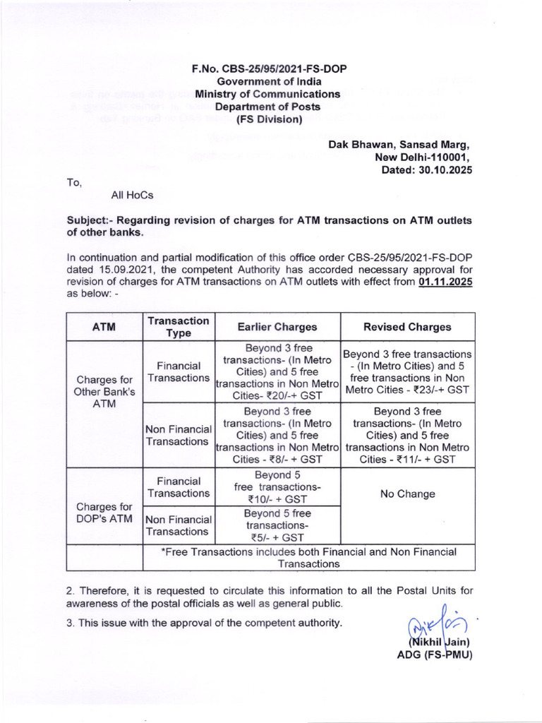 Revised ATM Transaction Charges Notification | PDF | Banking ...