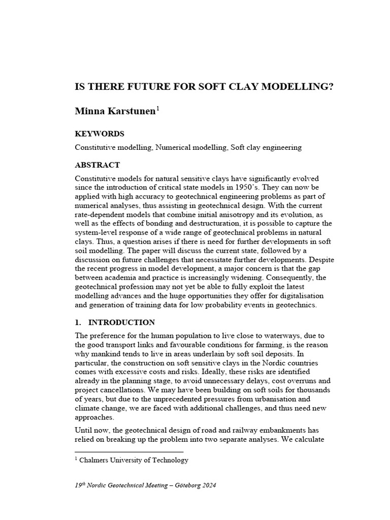 Is There Future for Soft Clay Modelling | PDF | Geotechnical ...