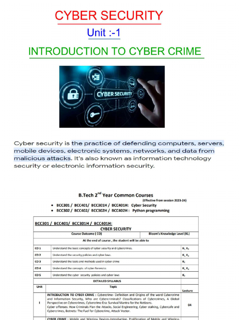 Cyber Security U1 Notes - Copy | PDF