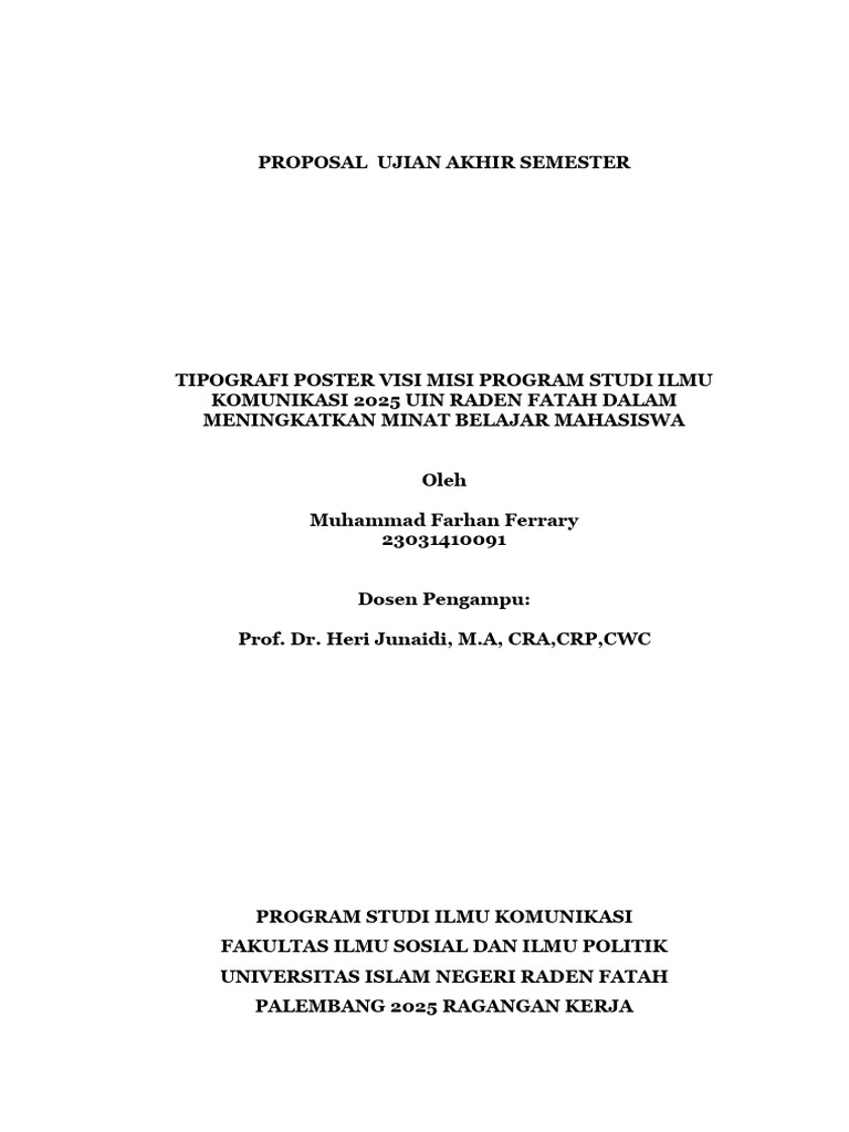 Tipografi Poster Prodi Ilkom 2025 UIN | PDF