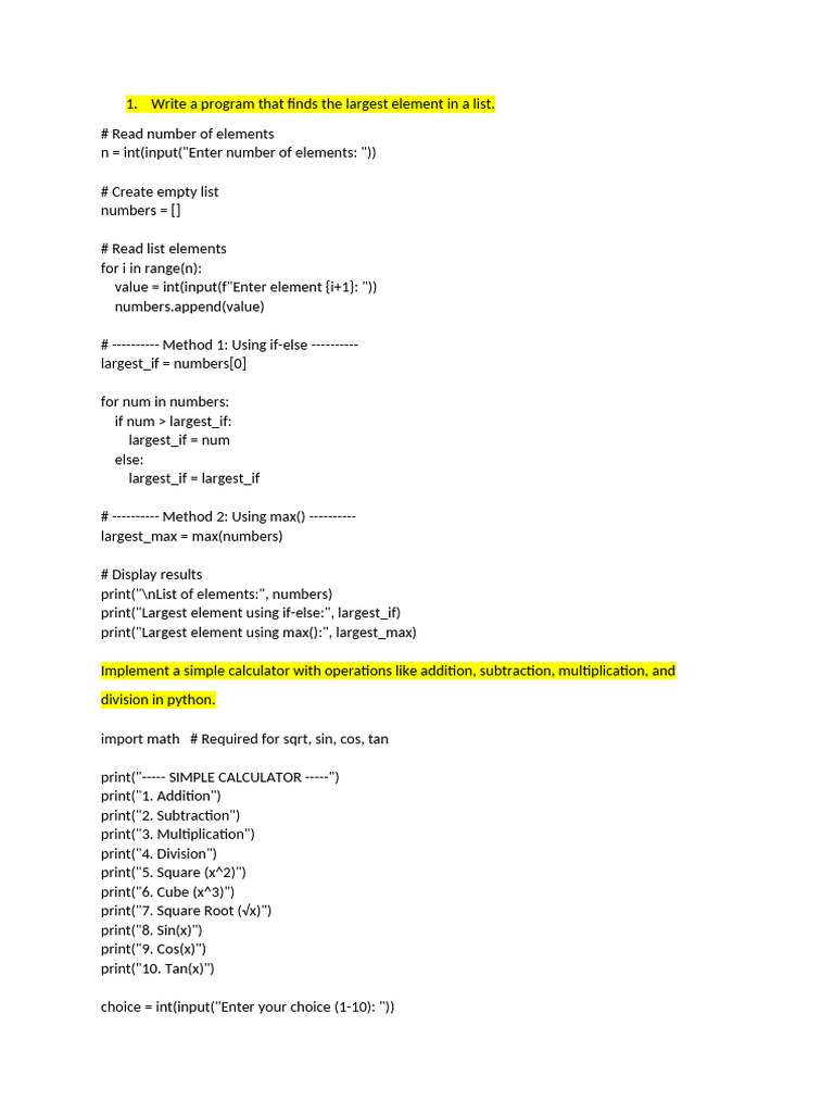 PYTHON LAB FINALISED PGM | PDF | Method (Computer Programming) | Class (Computer Programming)