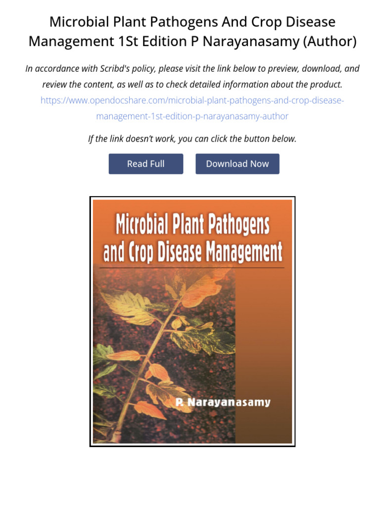 Microbial Plant Pathogens and Crop Disease Management 1st Edition P ...