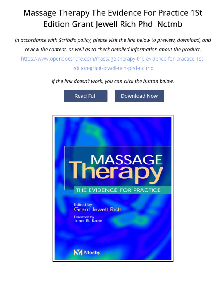 Massage Therapy The Evidence for Practice 1st Edition Grant Jewell Rich ...