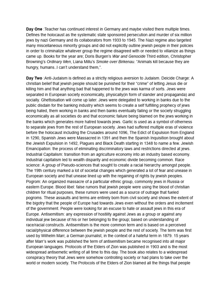 notes for holocaust studies 2025-2026 | PDF | Extermination Camp ...