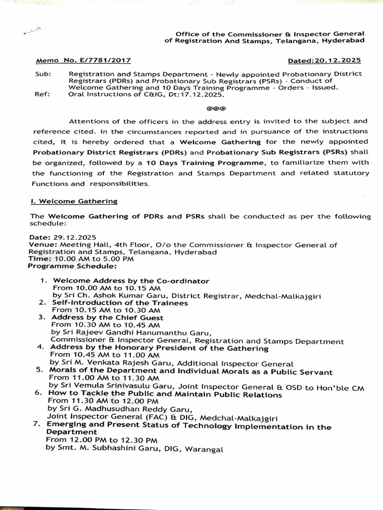 Welcome Gathering & Training for PDRs/PSRs | PDF