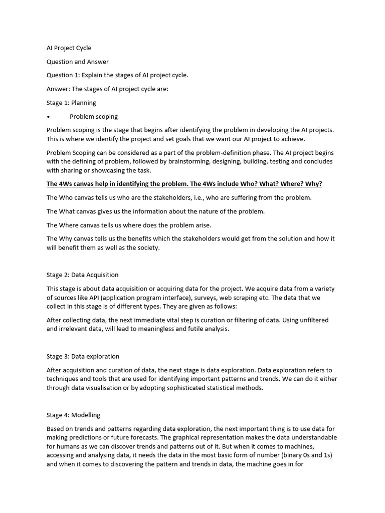 Unit 2 Ai Intro Ai Project Cycle Class 9 | PDF | Artificial ...