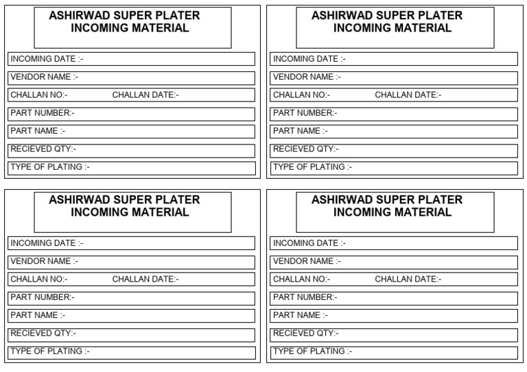 Incoming Identification Tag | PDF