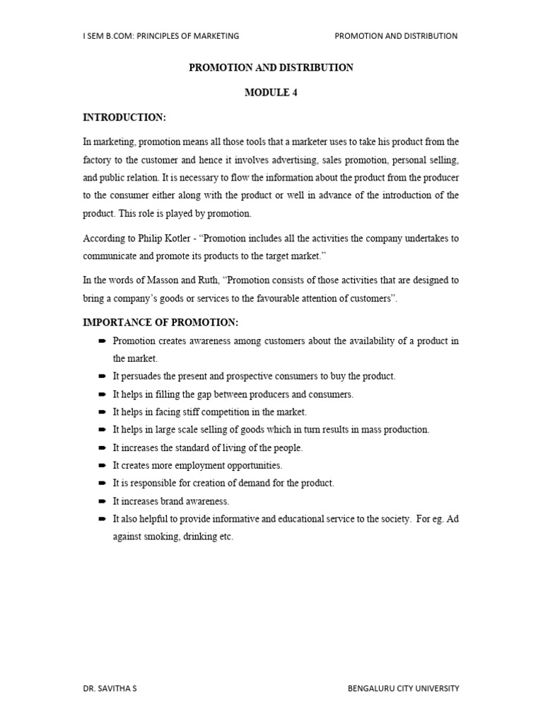 Module 4-Promotion and Distribution | PDF | Retail | Sales