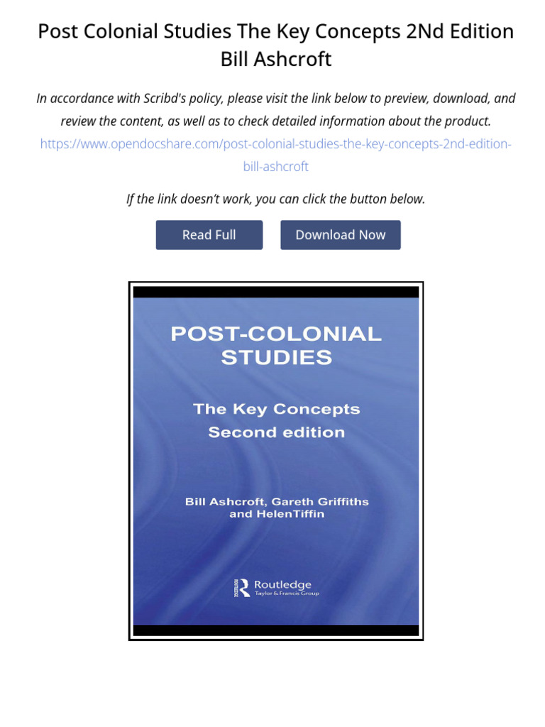 Post Colonial Studies The Key Concepts 2nd Edition Bill Ashcroft ...