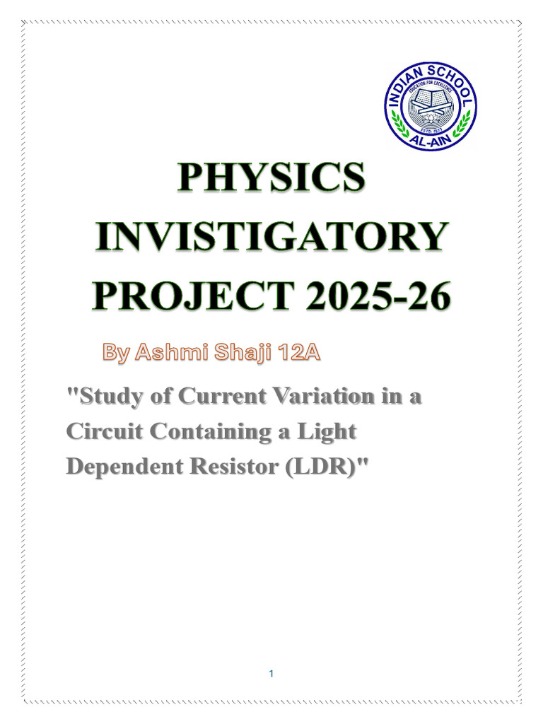 Physics Invistigatory Project 2025 | PDF | Voltage | Electric Current