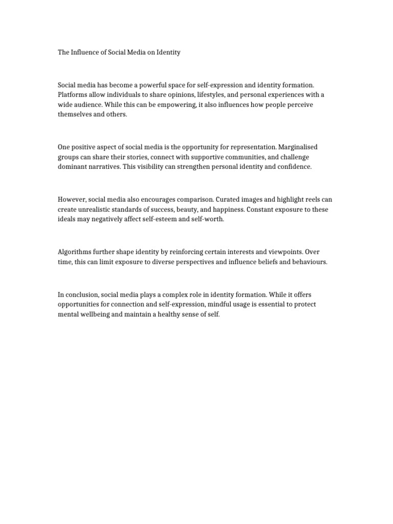 The Influence of Social Media on Identity | PDF