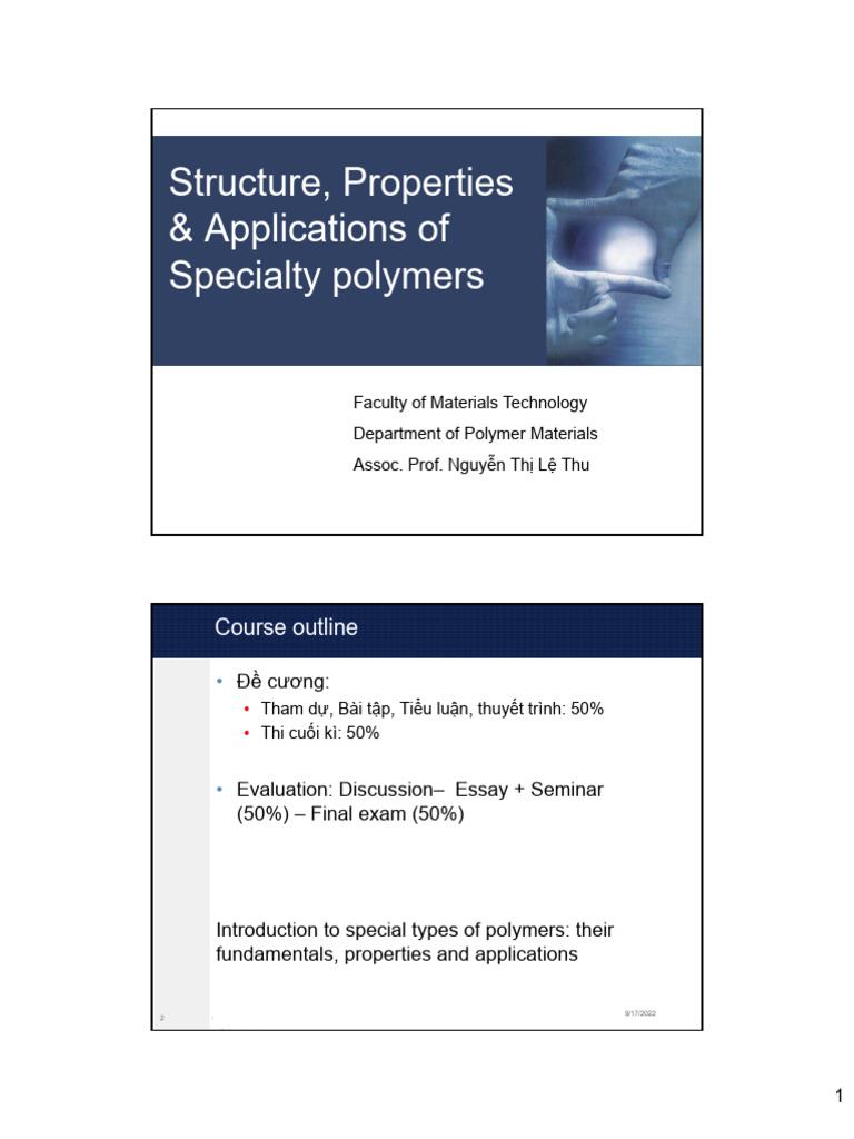 Specialty Polymers: Structure & Applications | PDF | Polymers ...