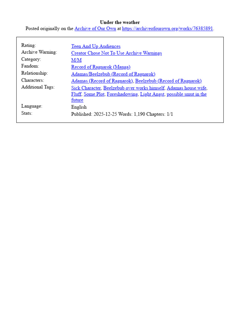 Under the Weather | PDF