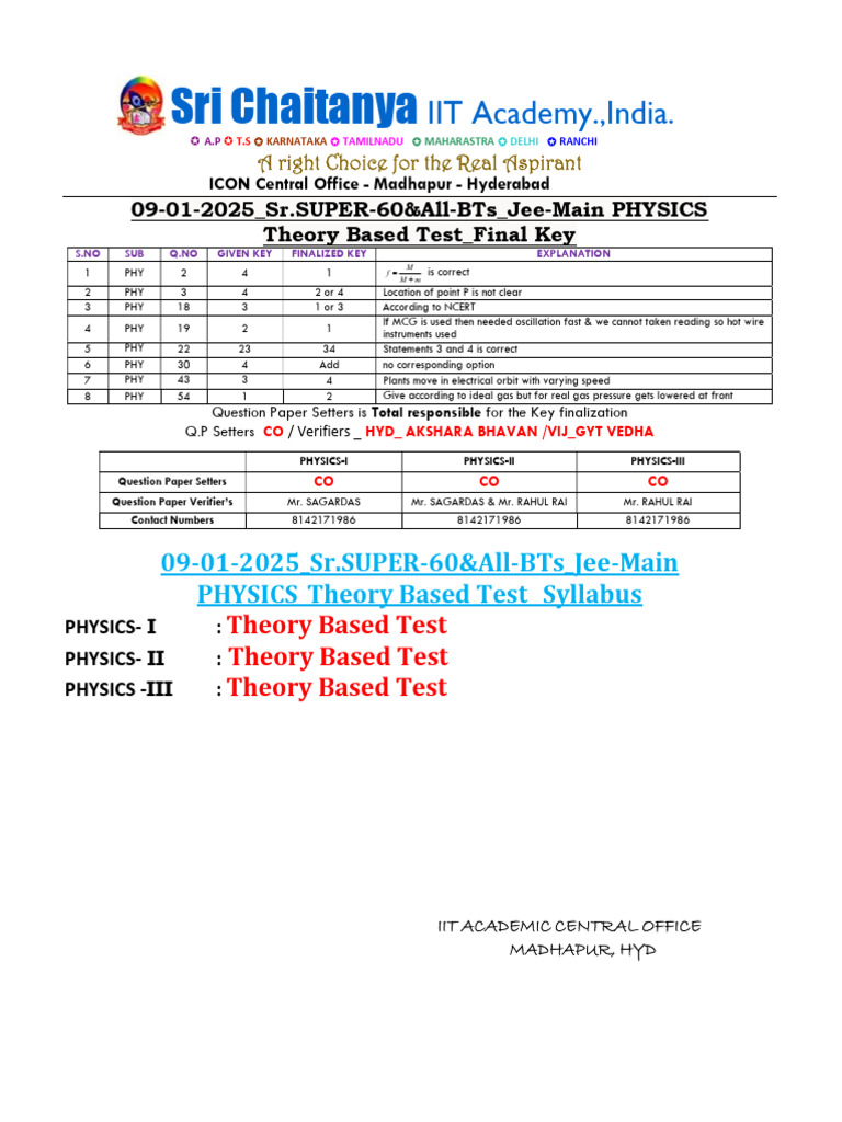 09-01-2025 Sr.supeR-60&All-BTs Jee-Main PHYSICS Theory Based Test Final ...
