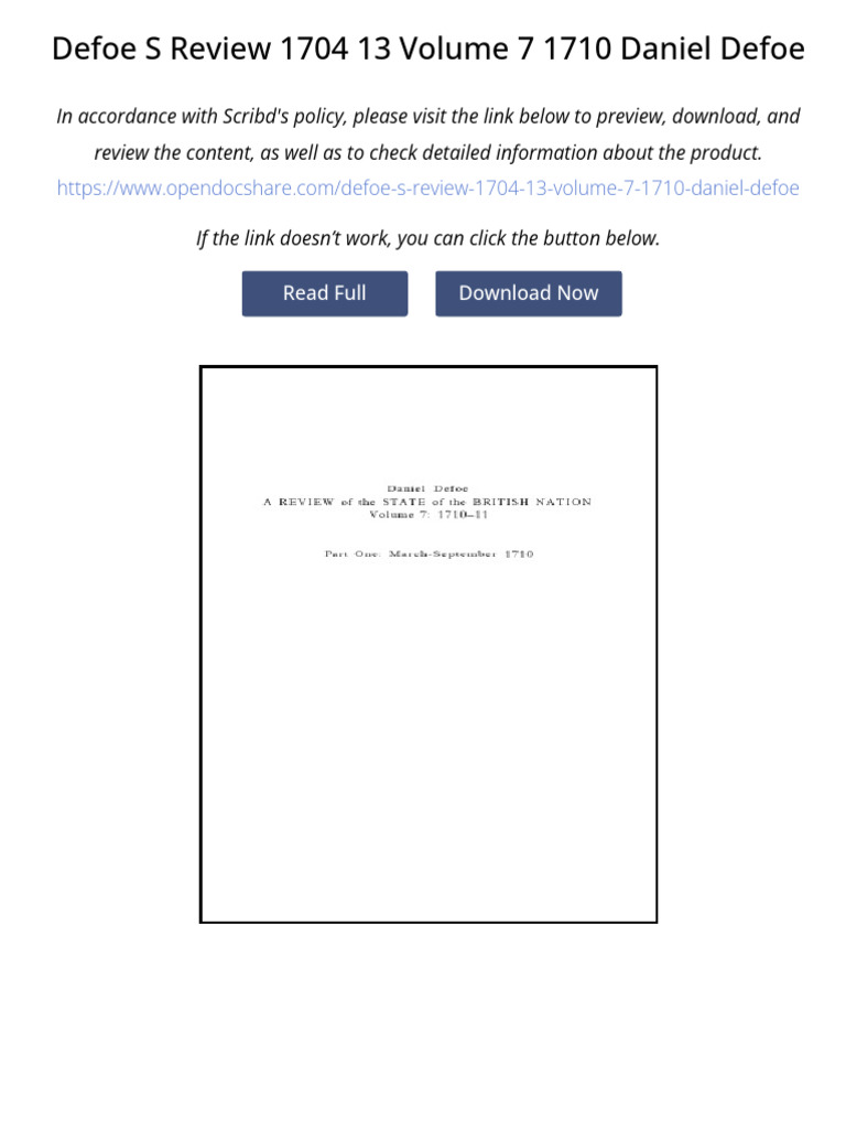 Defoe s Review 1704 13 Volume 7 1710 Daniel Defoe | PDF | Daniel Defoe ...