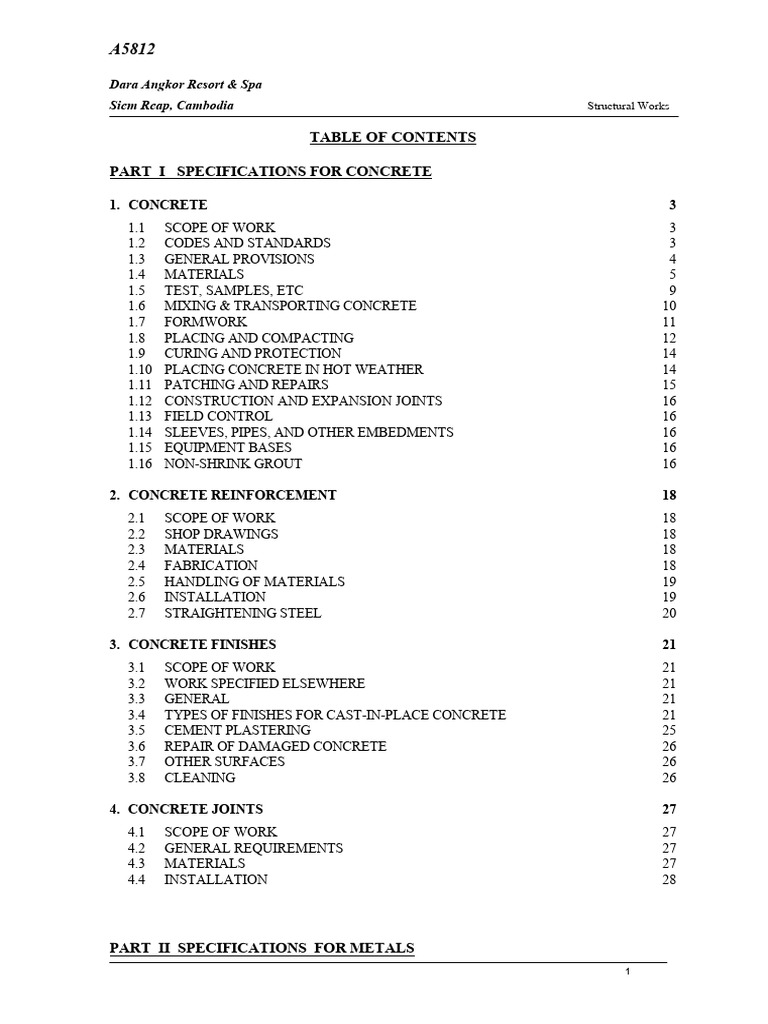 Concrete and Metal Specifications Guide | PDF | Concrete | Reinforced ...