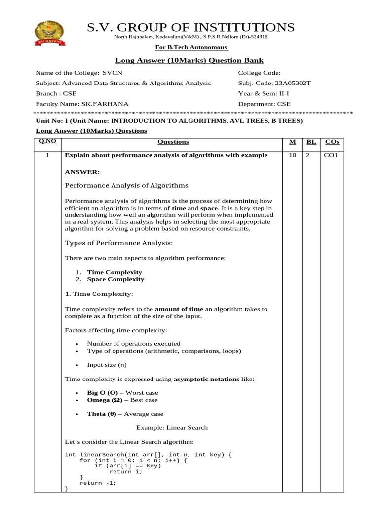 ADSA-QB R23-1 | PDF | Time Complexity | Vertex (Graph Theory)