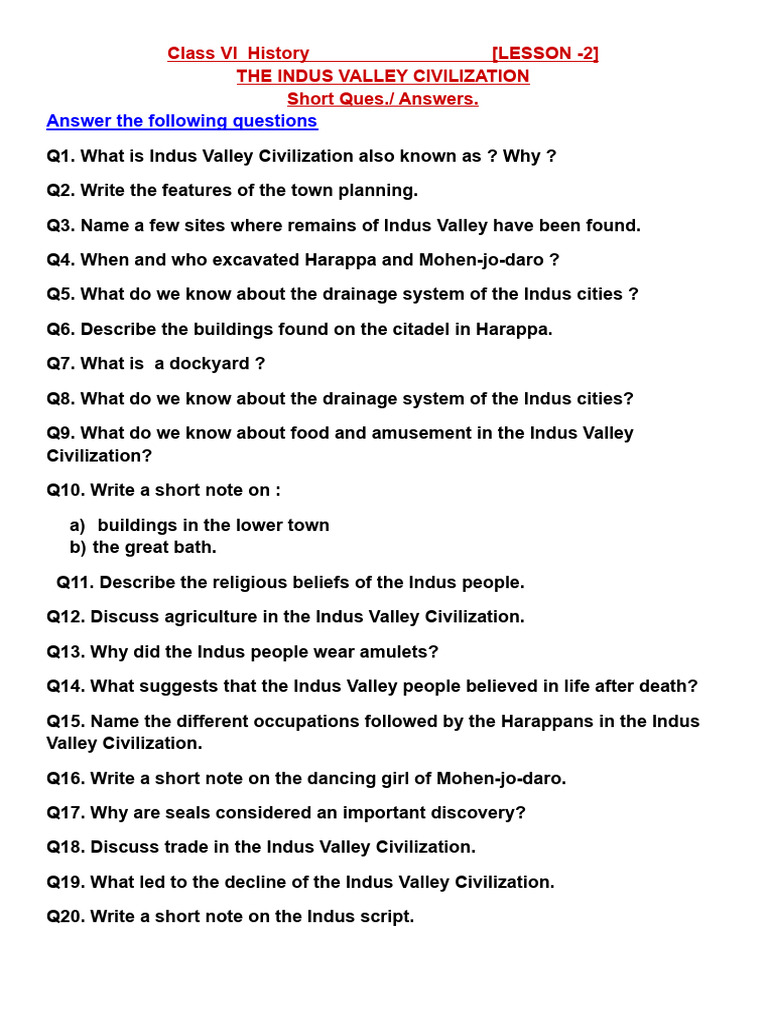 Indus Valley Civilization.docx Lesson 2.Docx | PDF