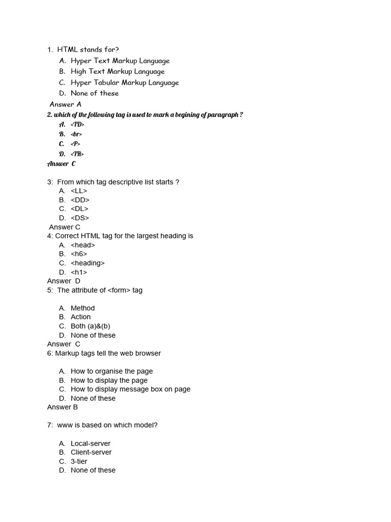 HTML mcq-2 | PDF | Html | Markup Language