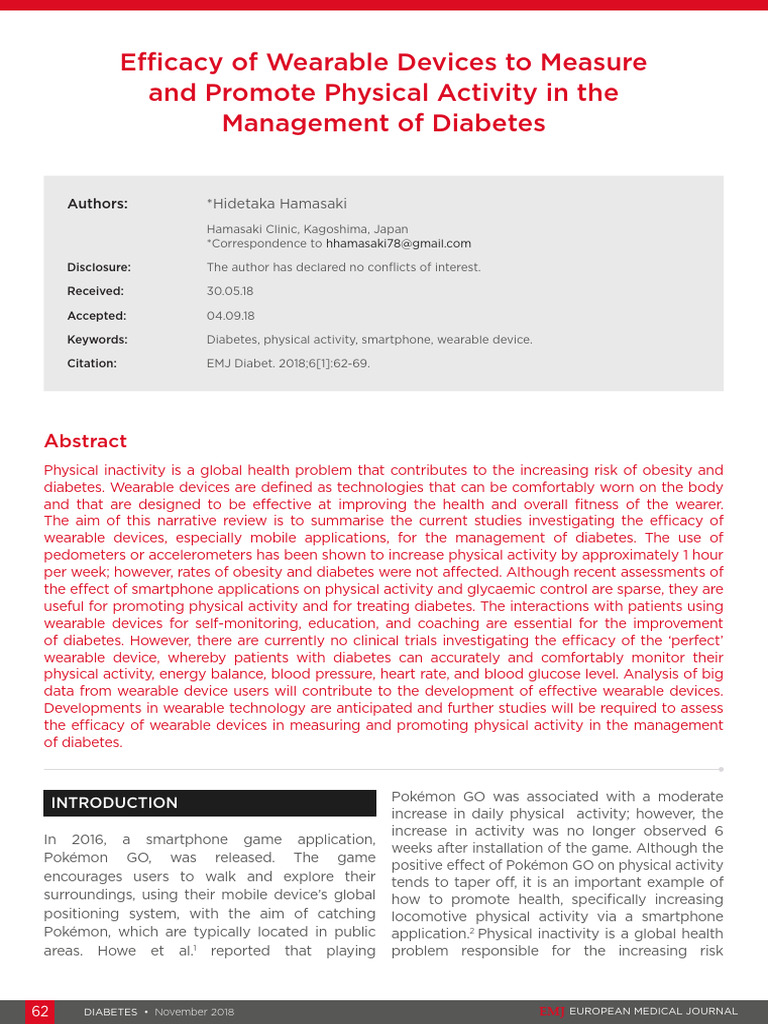Efficacy of Wearable Devices To Measure and Promote Physical Activity ...