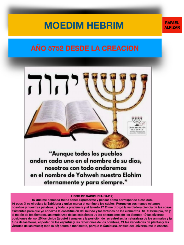 Sabiduría y Conocimiento en Moedim Hebrim | PDF