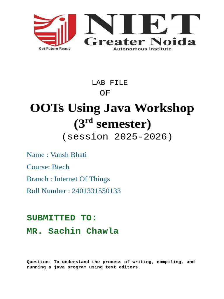 OOTs_Vansh bhati_2401331550133 | PDF | String (Computer Science ...