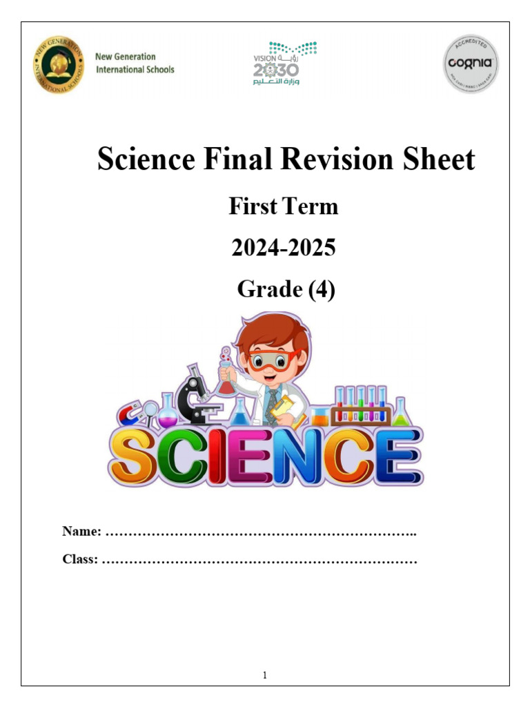Science Revision Sheet for Grade 4 | PDF | Rock (Geology) | Light