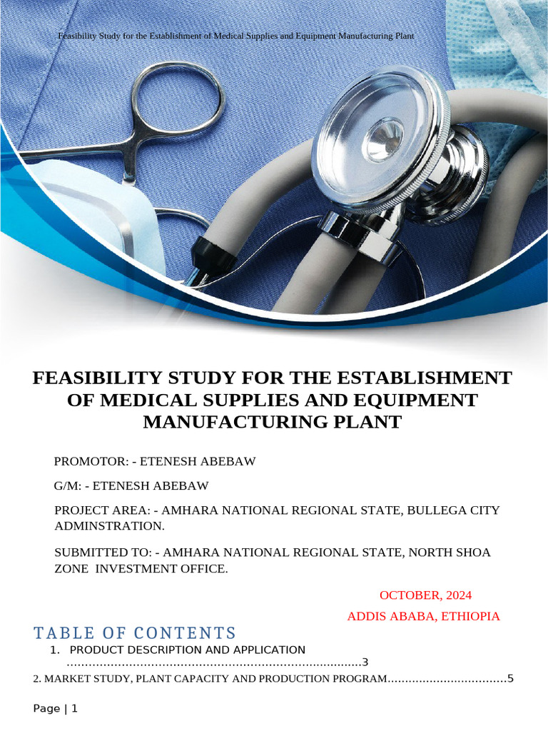 Medical Supplies and Equipmement Manufacturing Proposal Etenesh | PDF ...