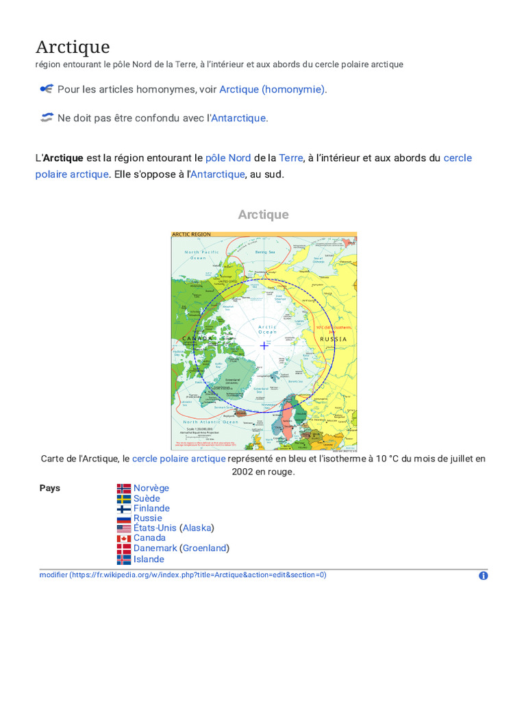 Région de l'Arctique : caractéristiques et pays | PDF | Arctique ...