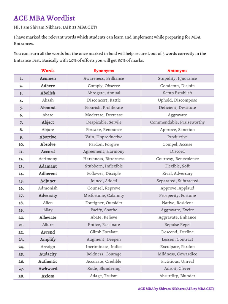 English Language Word List | PDF