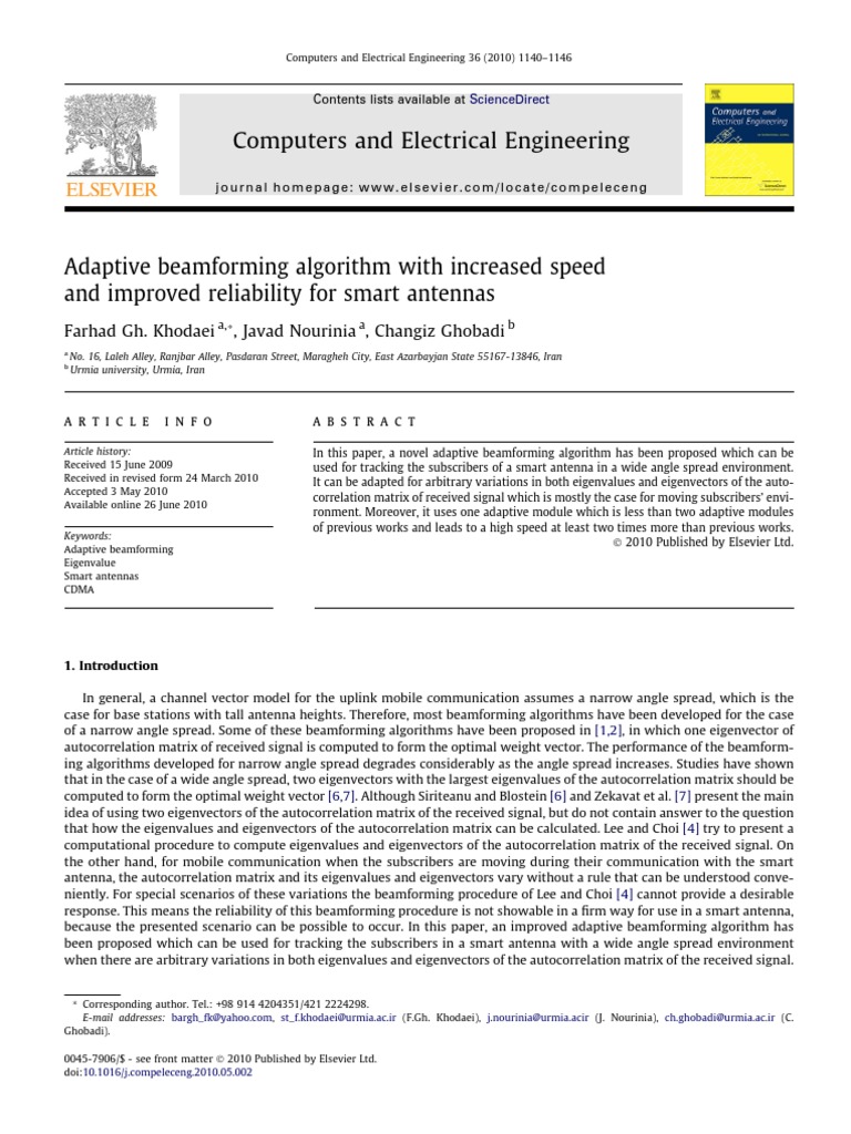 Adaptive Beamforming Algorithm With Increased Speed | PDF | Eigenvalues ...
