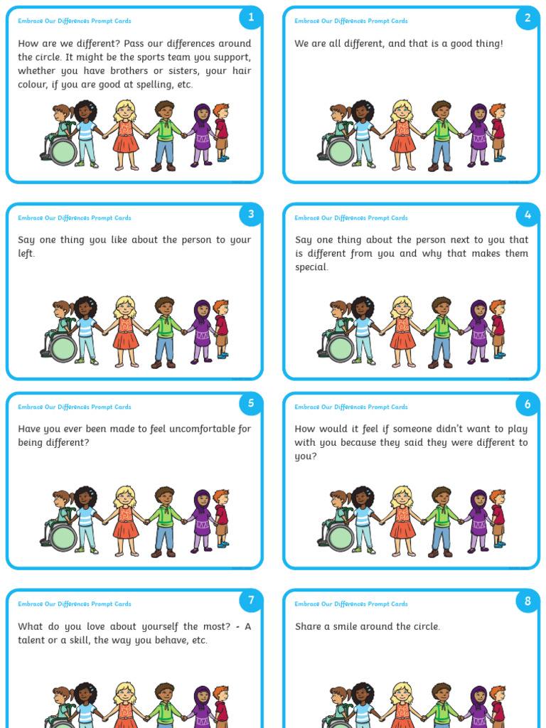 Embrace Differences Prompt Cards | PDF