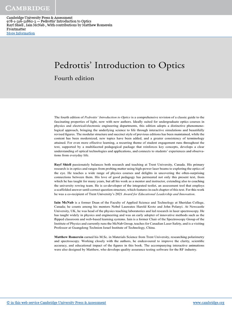 Pedrotti's Introduction to Optics, 4th Ed. | PDF | Interferometry ...