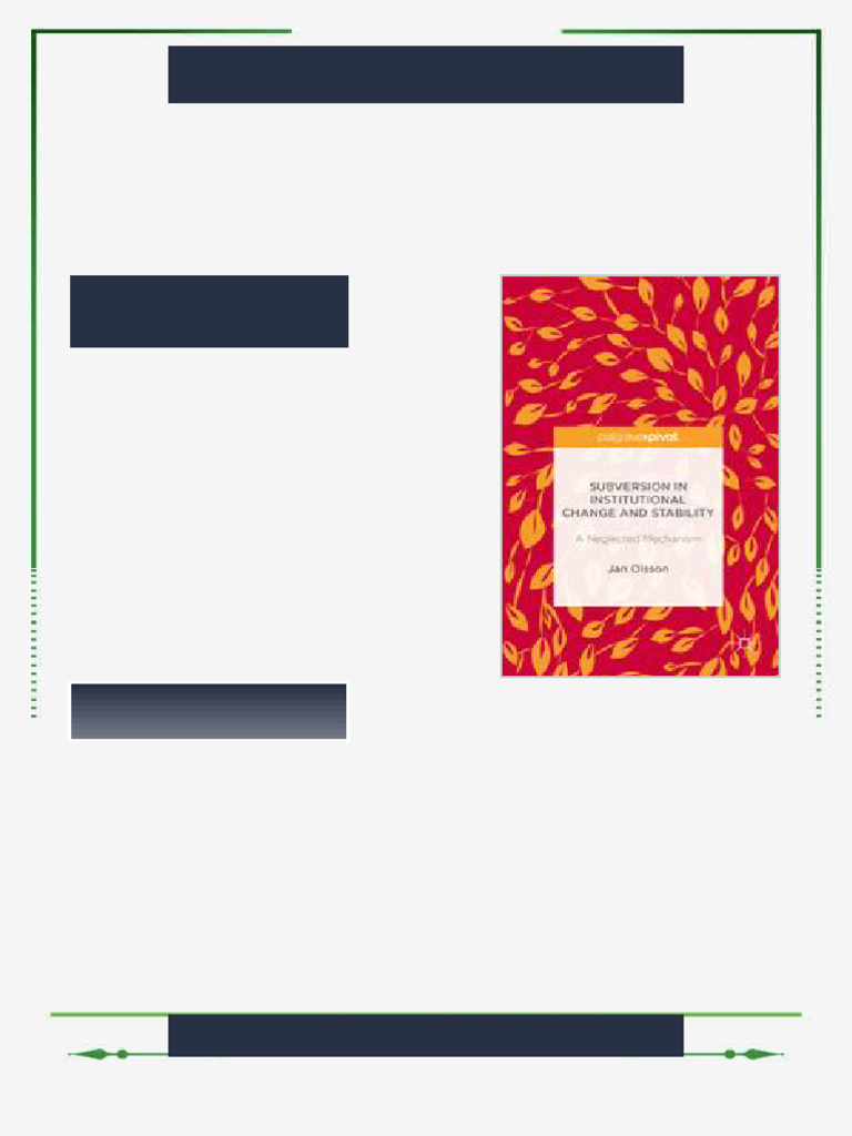 Subversion in Institutional Change and Stability : A Neglected ...