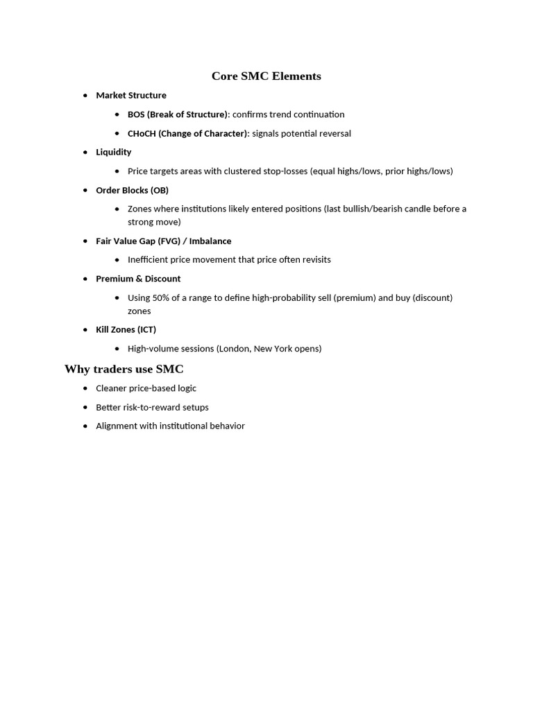 Key SMC Trading Concepts Explained | PDF