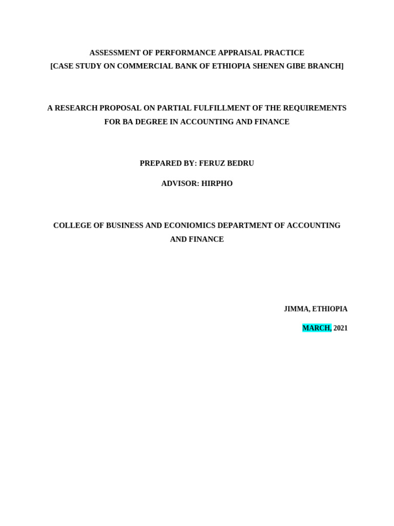 Feruz Bedru Proposal | PDF | Performance Appraisal | Psychology
