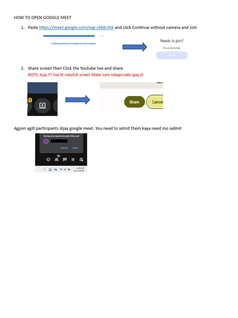 How to Join Google Meet and Share Screen | PDF