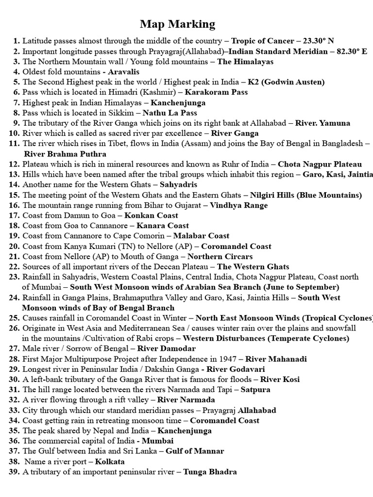 Map Marking - Theory (1) | PDF | Monsoon | Tropical Cyclones