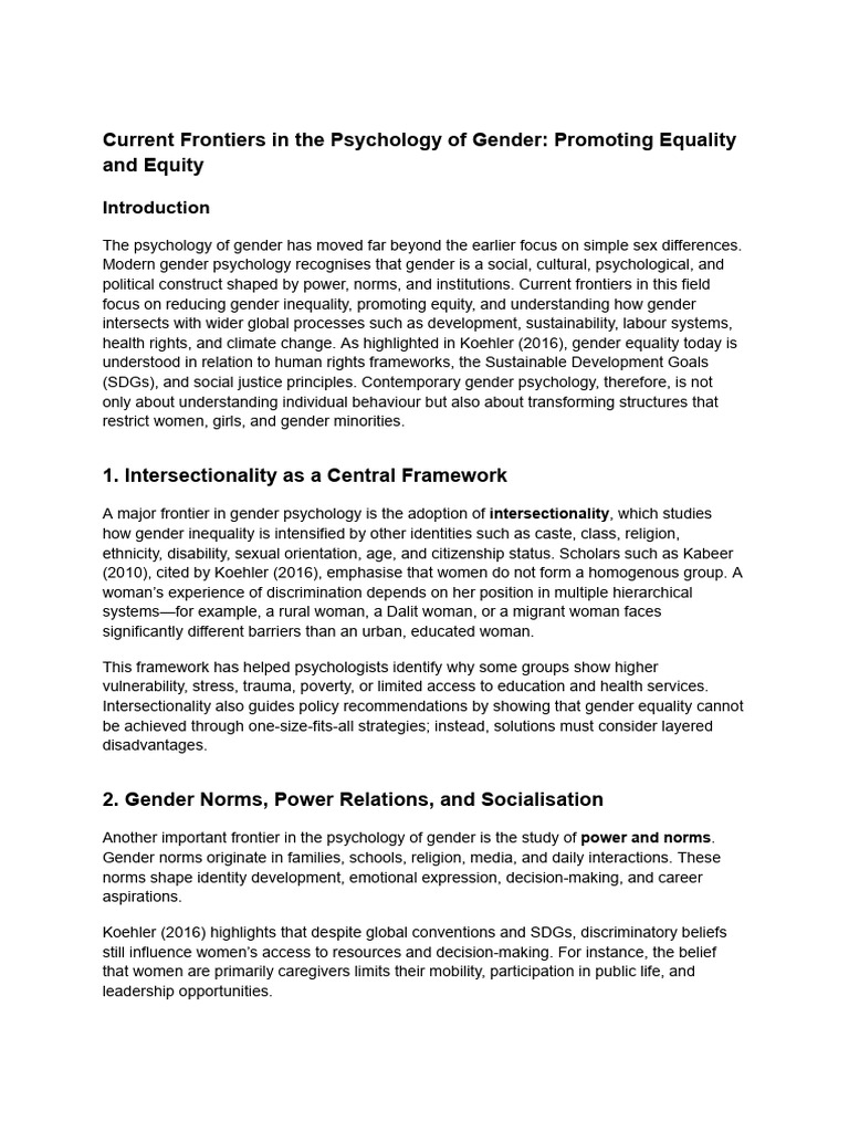 Advancing Gender Equality in Psychology | PDF | Gender Studies | Gender