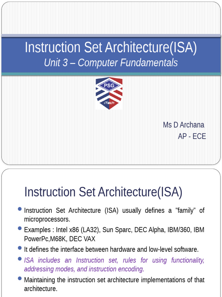 Instruction Set Architecture Overview | PDF | Computer Architecture ...