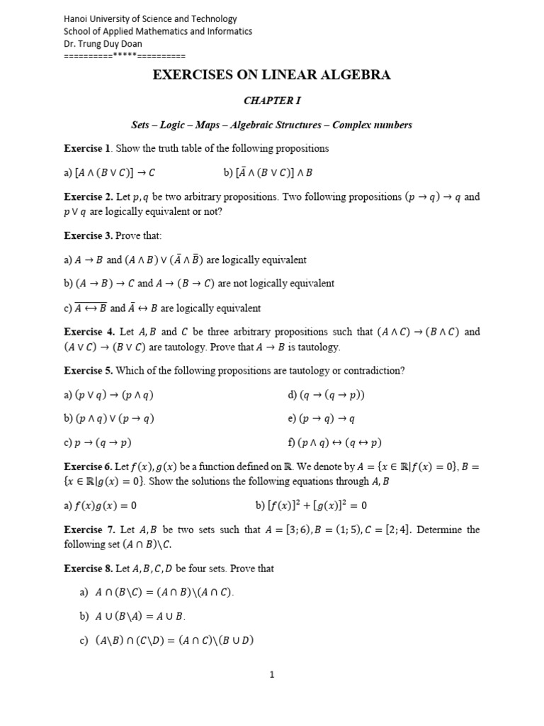 Linear Algebra Exercises and Solutions | PDF | Eigenvalues And ...