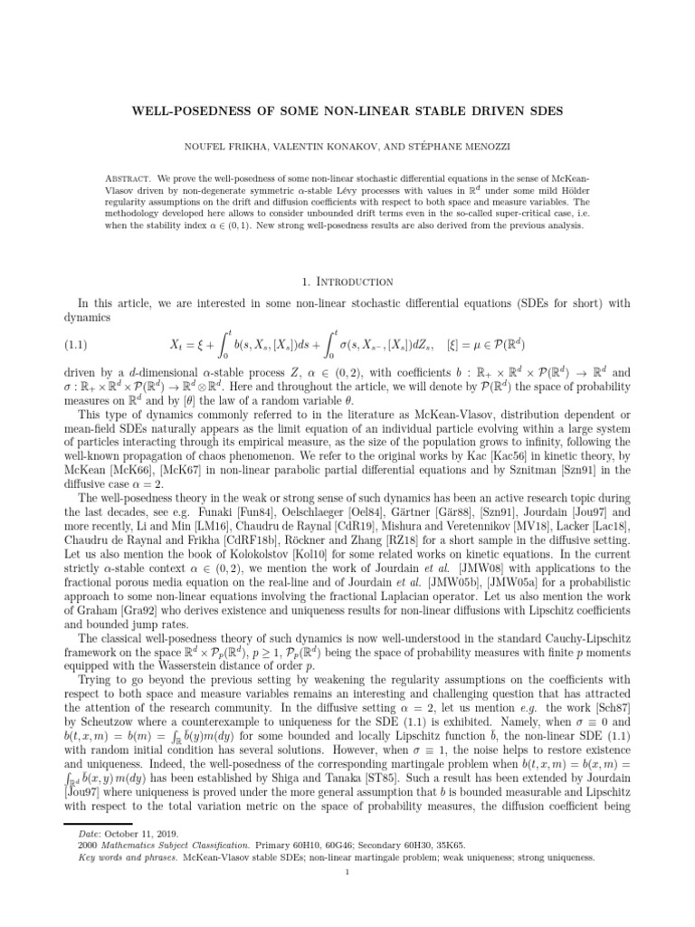 Wellposedness Mckean Stable | PDF | Stochastic Differential Equation ...