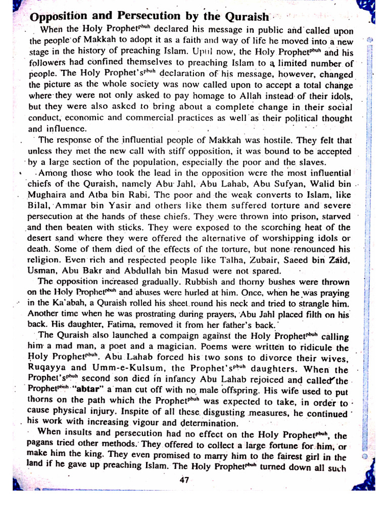 2. Persecution of Prophet PBUH at the Hands of Quraish (1) | PDF