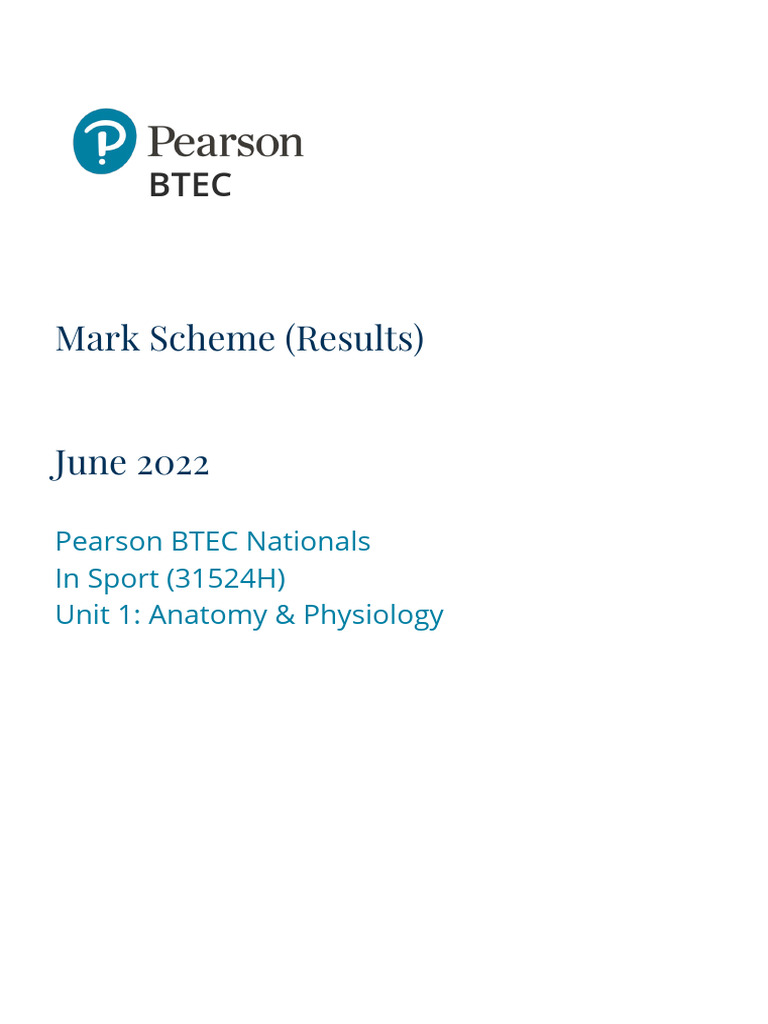 June 22 Mark Scheme | PDF | Breathing | Skeletal Muscle
