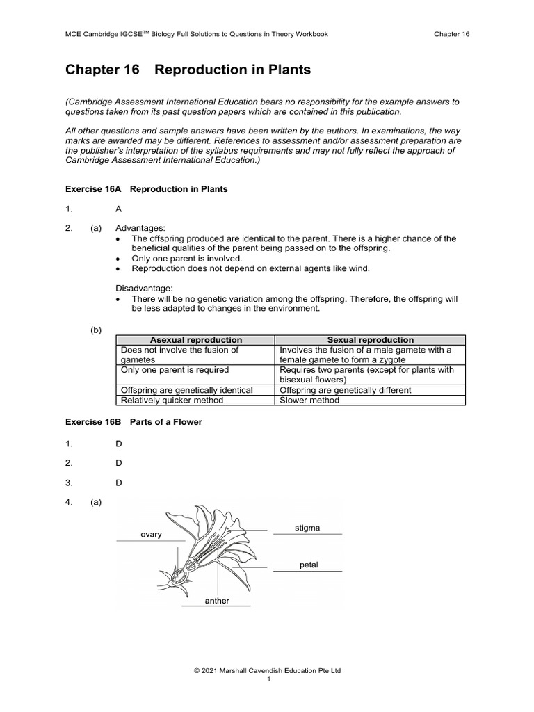 Plant Reproduction: IGCSE Biology Solutions | PDF | Flowers | Pollination