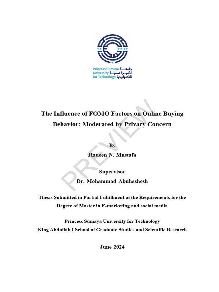 Influence of Fomo in Online Shopping | PDF | Motivation | Motivational