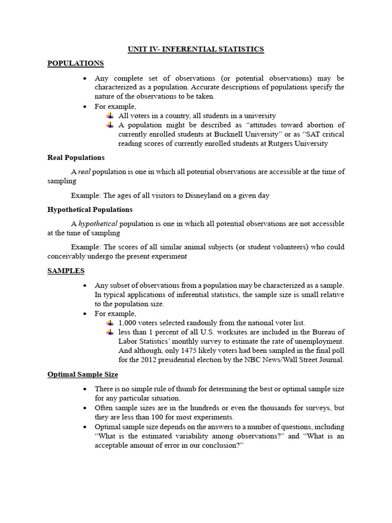 Unit - 4 Inferential Statistics | PDF | Standard Error | Statistical ...
